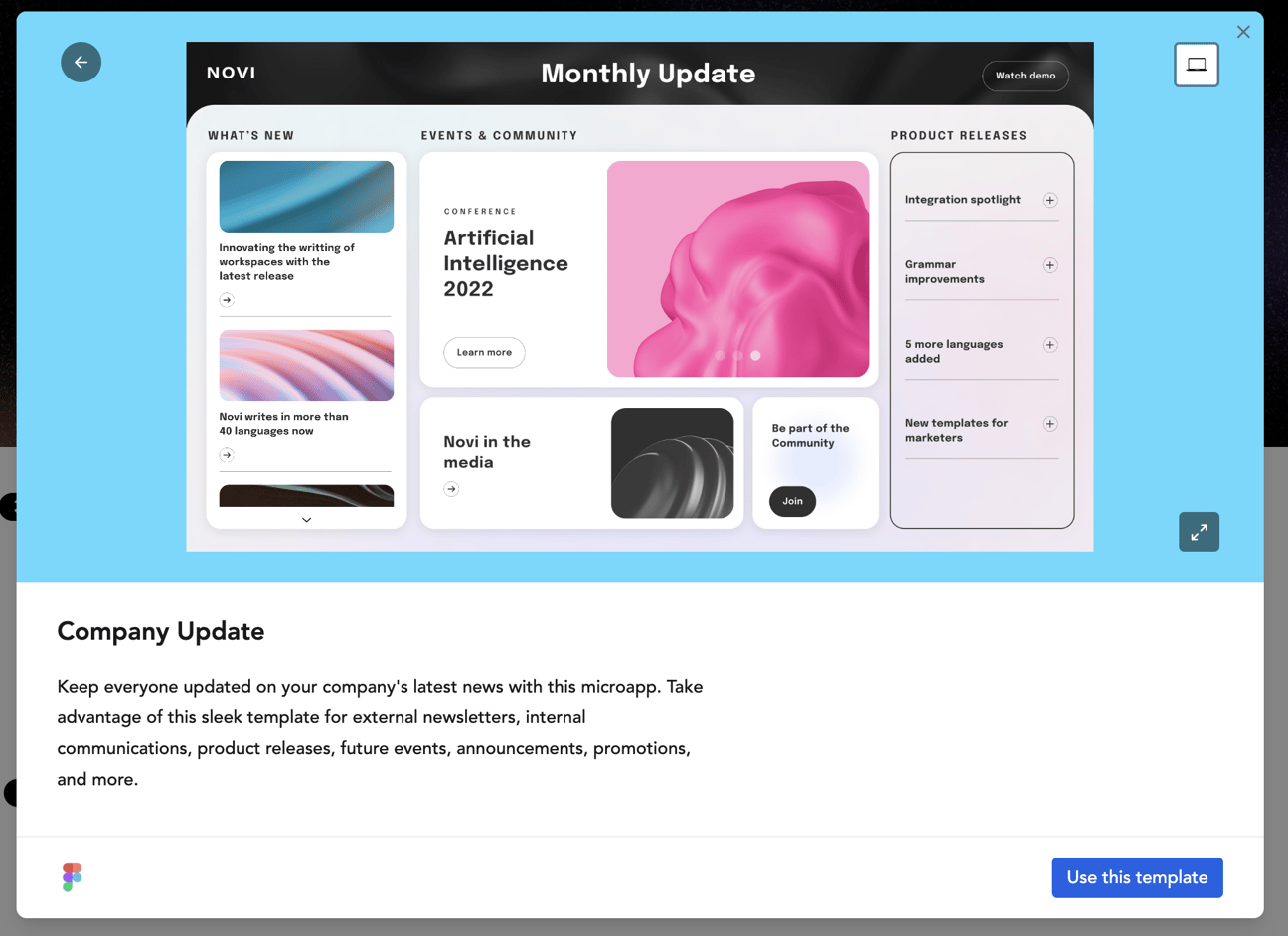 Create a microapp from a template