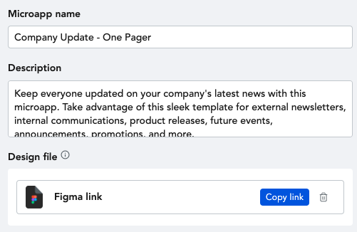 Microapp Settings: General